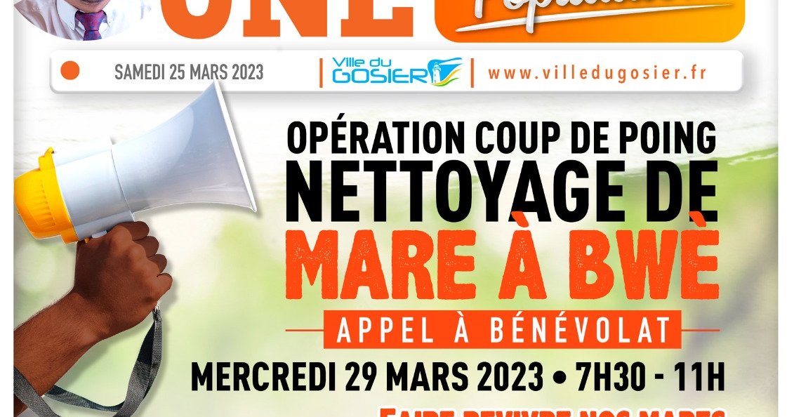 Opération COUP DE POING : nettoyage de la mare a Bwé à Cocoyer au Gosier