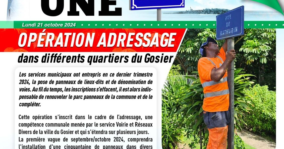 Opération adressage dans différents quartiers du Gosier